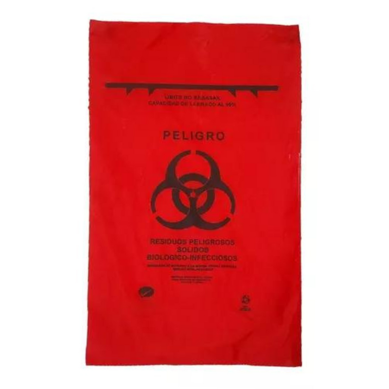 Bolsa RPBI 20 X 30 cm C/5 Roja (Residuos Punzocortantes Biologico Infe