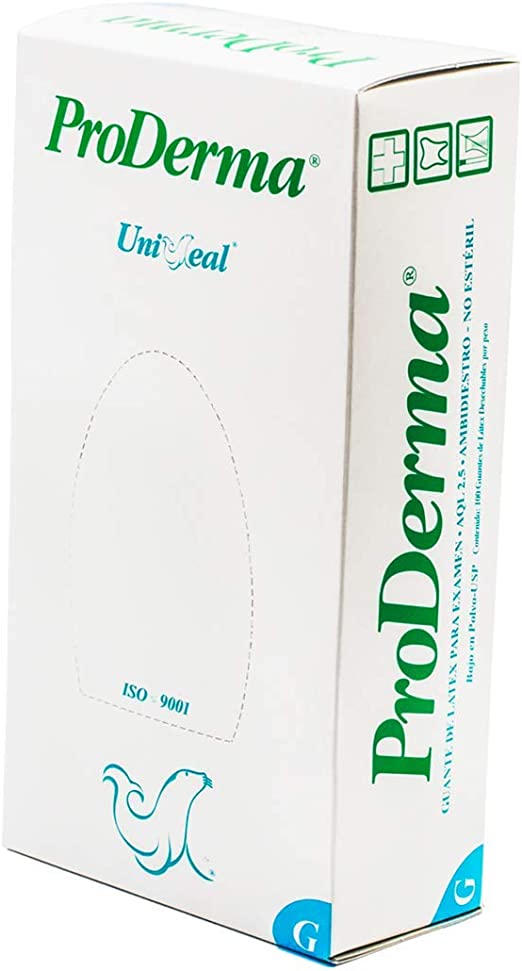 Guantes Latex 100pz Proderma Uniseal