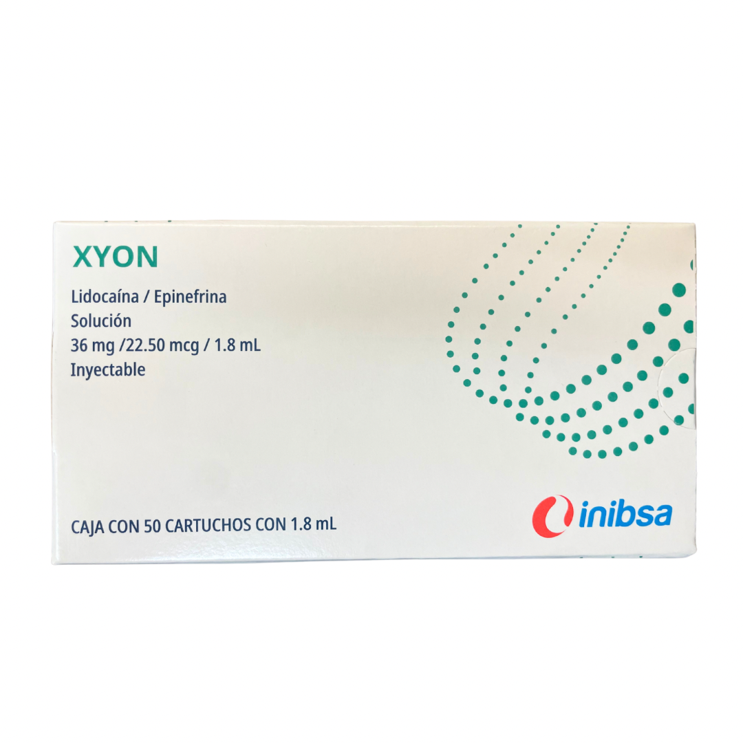 Xyon Caja C/50 Cartucho Vidrio Anestesia Lidocaina 2% Inibsa